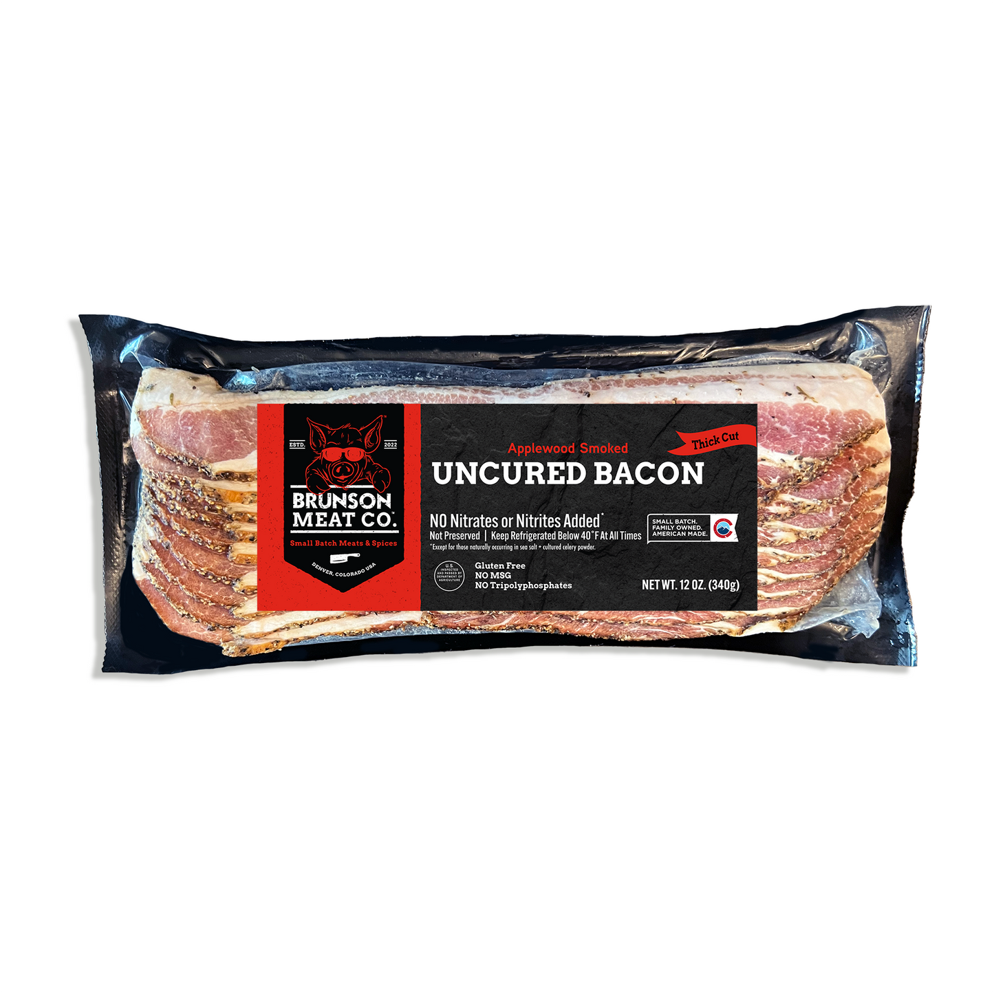 Applewood Smoked Uncured Bacon – Brunson Meat Co.